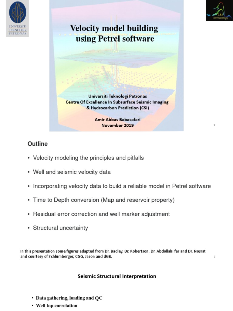 Petrel Velocity Modeling Important PDF | Download Free PDF | Reflection ...