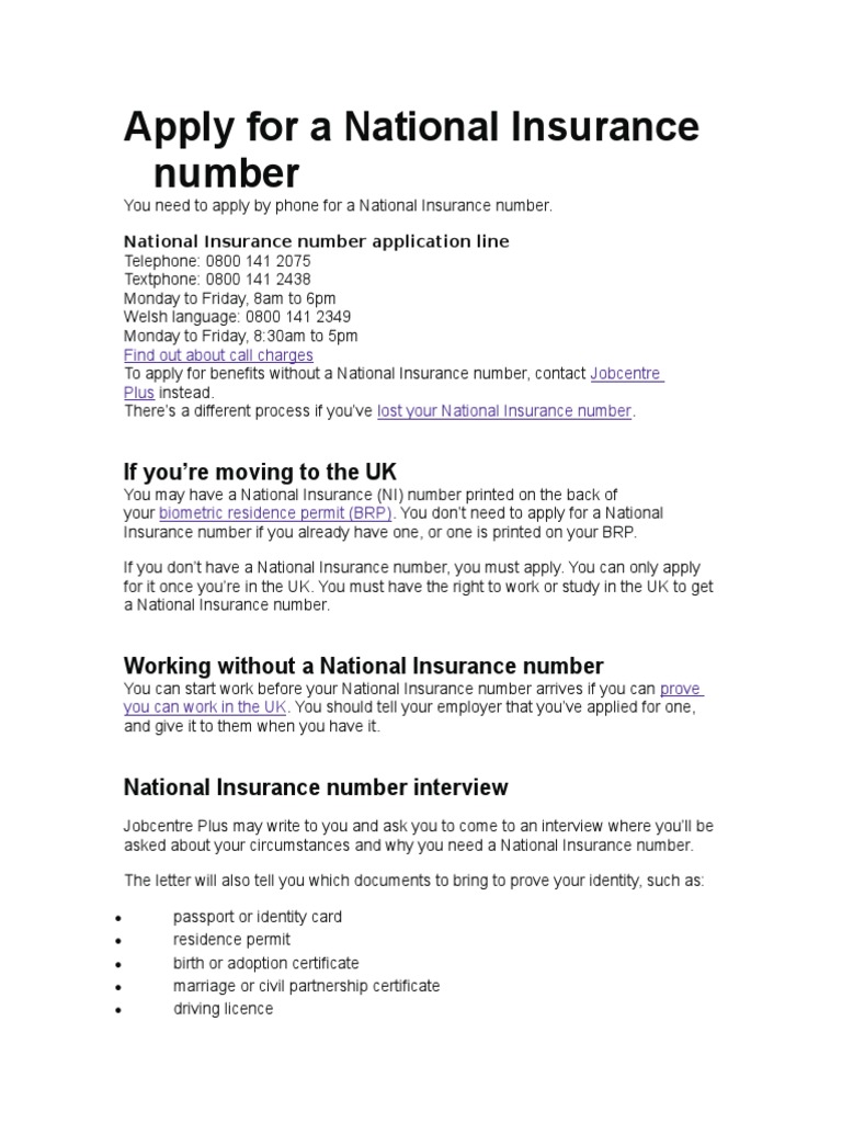 National Insurance Number | PDF