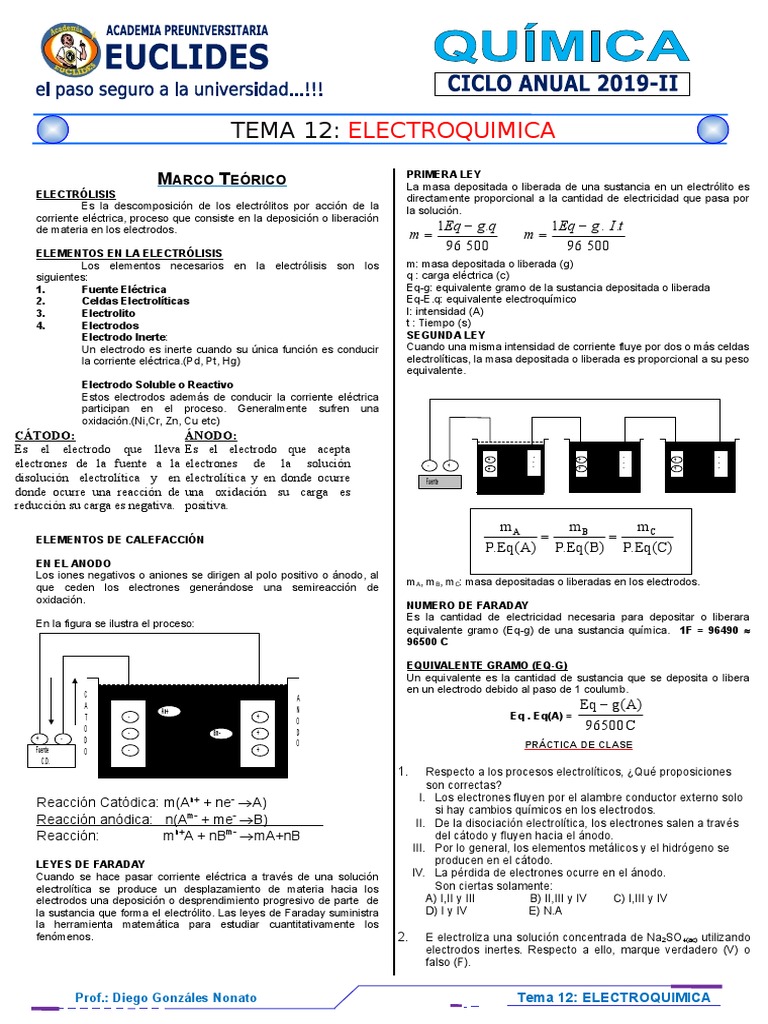 12 - Electroquimica | Descargar gratis PDF | Electrodo | Electroquímica