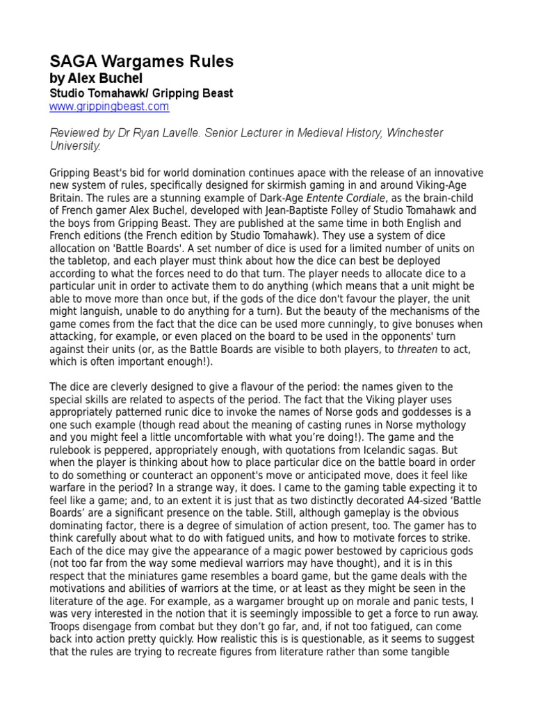 Saga Wargames Rules | PDF | Vikings | Gaming