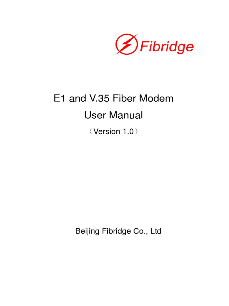 E1 V.35 Fiber Modem Manual | PDF | Modem | Optical Fiber