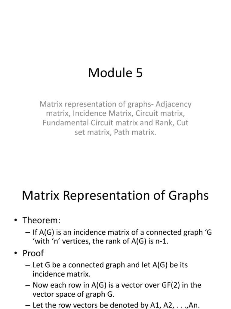 Module 5 | PDF | Matrix (Mathematics) | Vertex (Graph Theory)