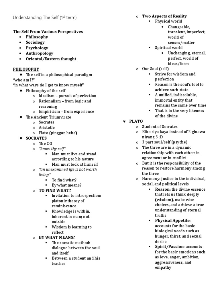 Understanding The Self | PDF | Philosophy Of Self | Id