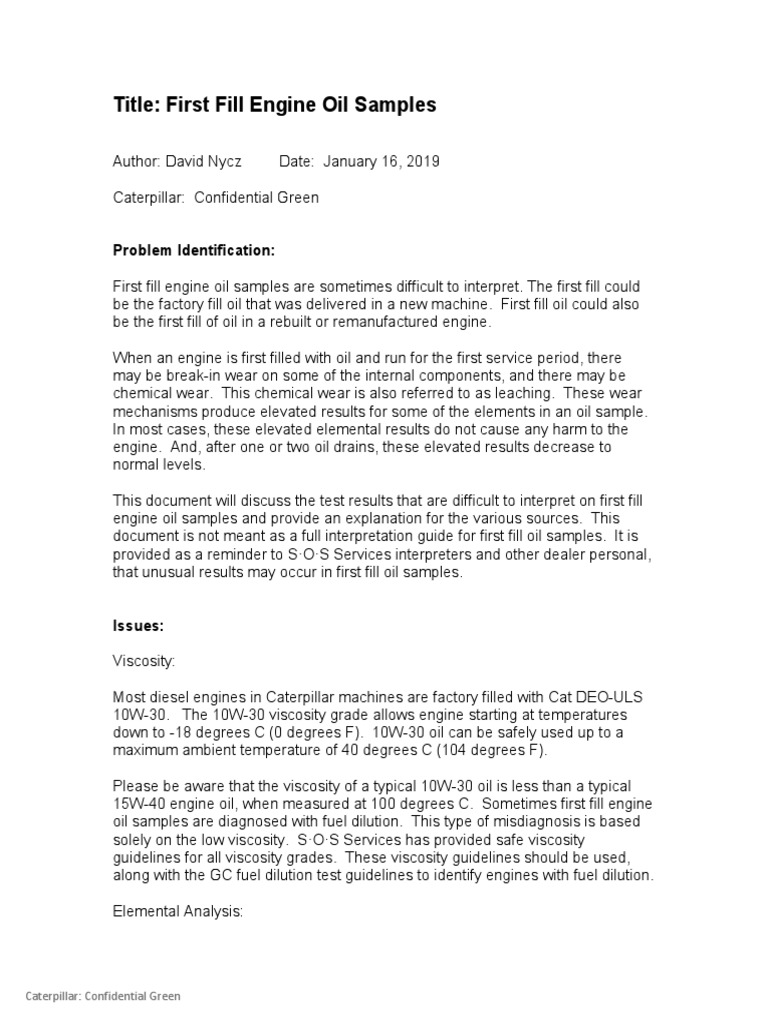 Understanding Common Issues with First Fill Engine Oil Sample Analysis ...