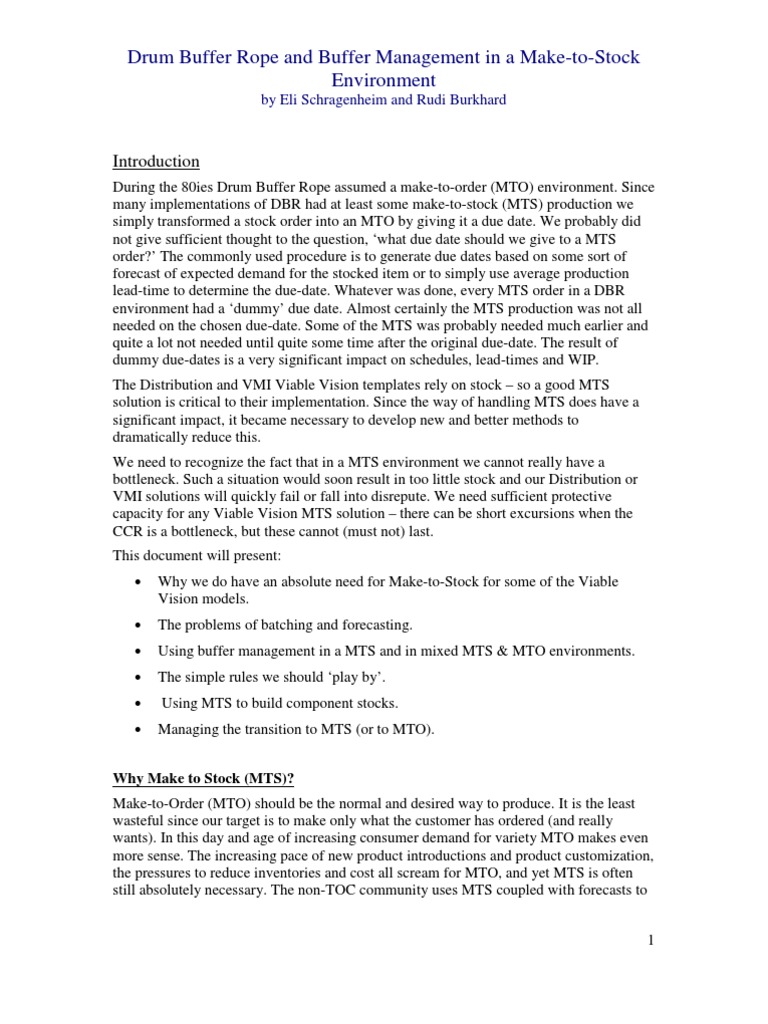 Buffer Management TOC | Download Free PDF | Inventory | Forecasting