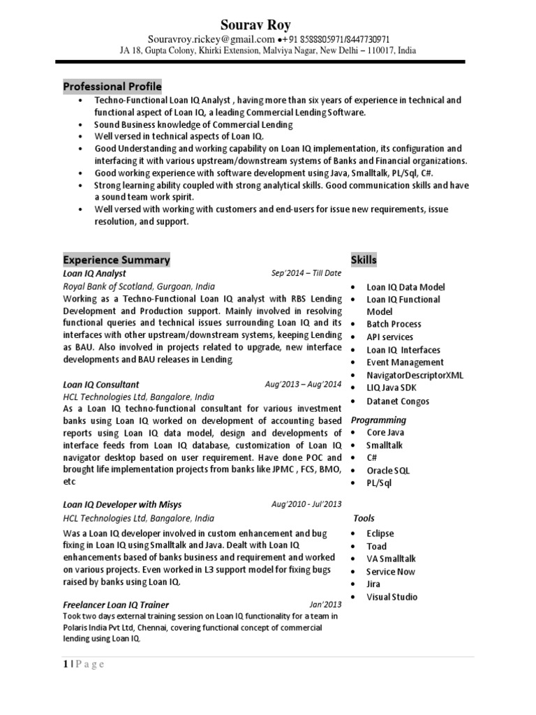Sourav Roy - Loan IQ Analyst | PDF | Application Programming Interface ...