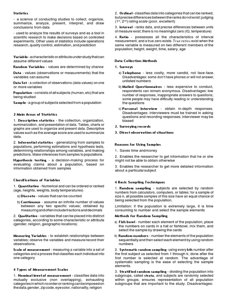 Statistics and Probability Reviewer | PDF | Probability Distribution ...