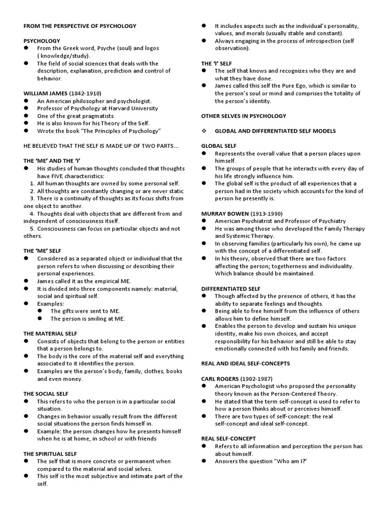 Understanding The Self: From The Perspective of Psychology | PDF | Self ...