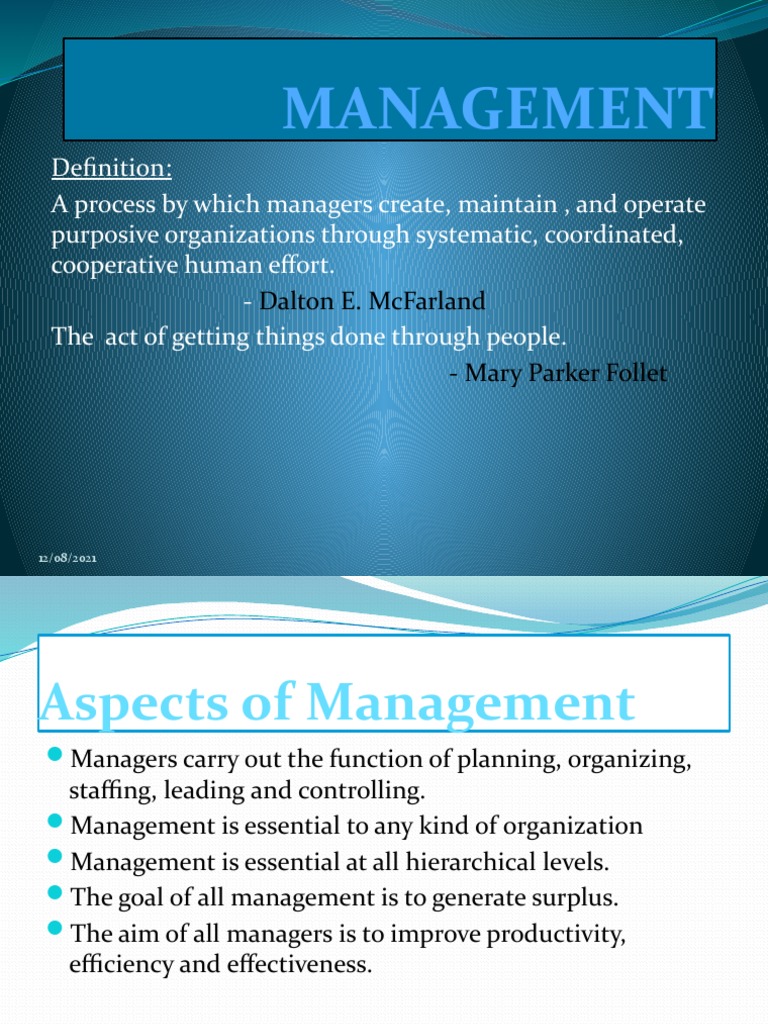 Management: Dalton E. Mcfarland - Mary Parker Follet | PDF | System ...