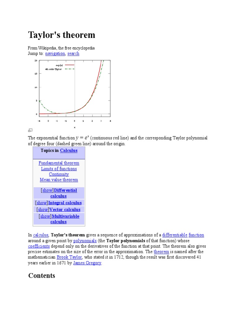 Calculus: Understanding Taylor's Theorem | PDF | Function (Mathematics ...