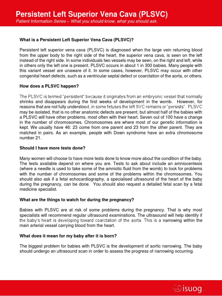 Persistent Left Superior Vena Cava PLSVC | PDF | Heart | Angiology