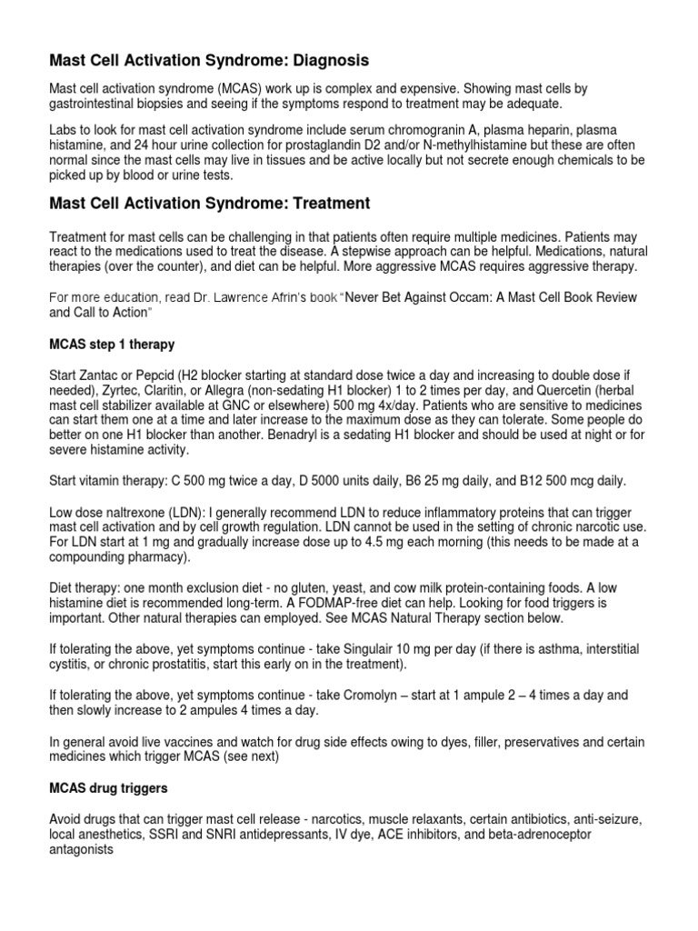 Approach To MCAS Diagnosis and RX PDF | PDF | Drugs | Medical Specialties