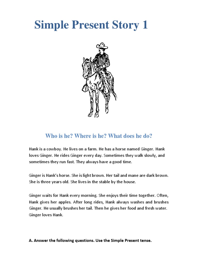 Hank and Ginger: A Simple Present Story | PDF | Question | Linguistic ...