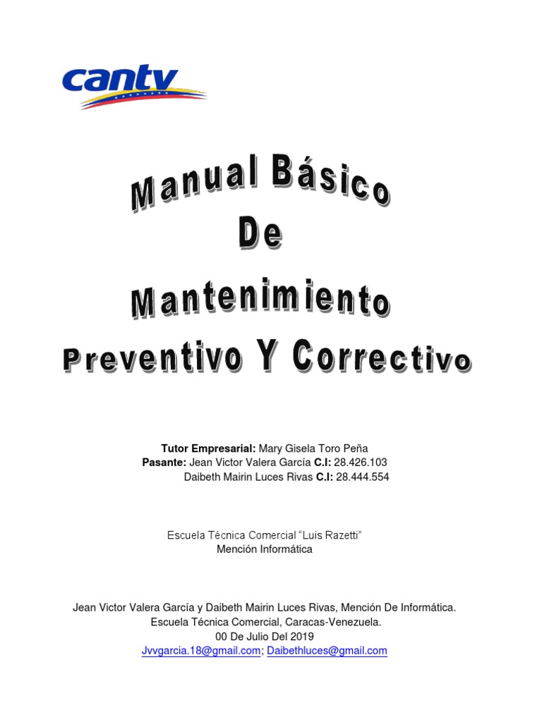 Manual Basico de Mantenimiento Preventivo y Correctivo (Jean) | PDF | Hardware de la computadora ...