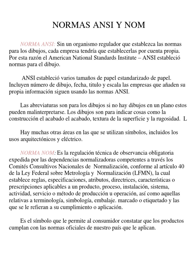 Normas Ansi y Nom | PDF | Dibujo