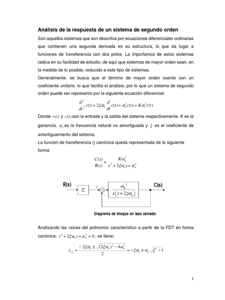 Análisis de la respuesta de un sistema de segundo orden.docx | PDF | Ecuaciones | Ecuaciones ...