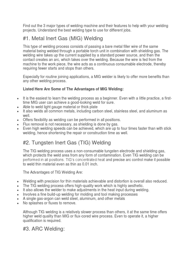 3 Major Types of Welding Machines & Their Features | PDF | Welding ...