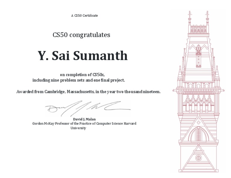 CS50x Completion Certificate | PDF