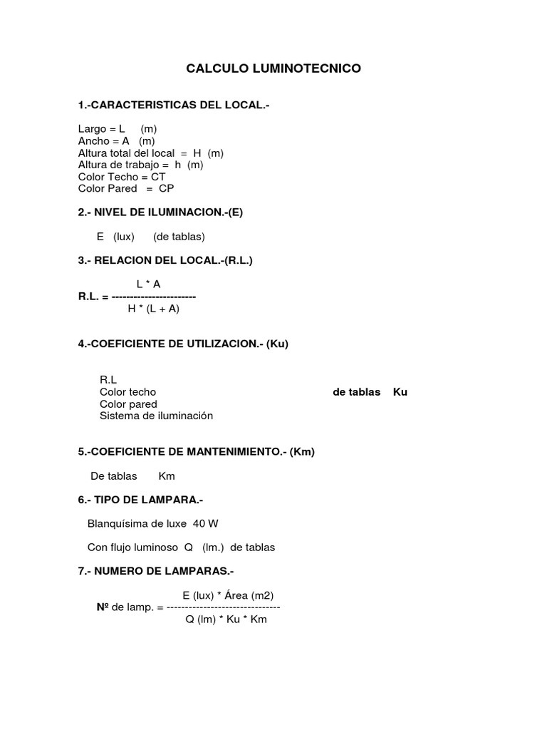 Calculo Luminotecnico | PDF