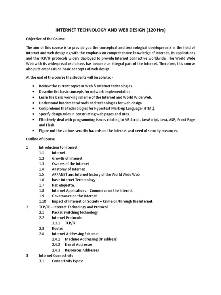 Internet Technology and Web Design | PDF | Computer Network | Internet ...