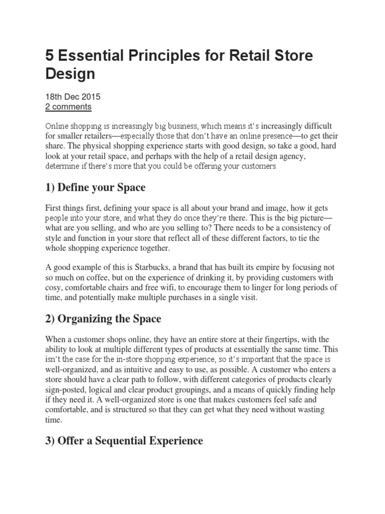 5 Essential Principles For Retail Store Design | PDF | Retail | Brand