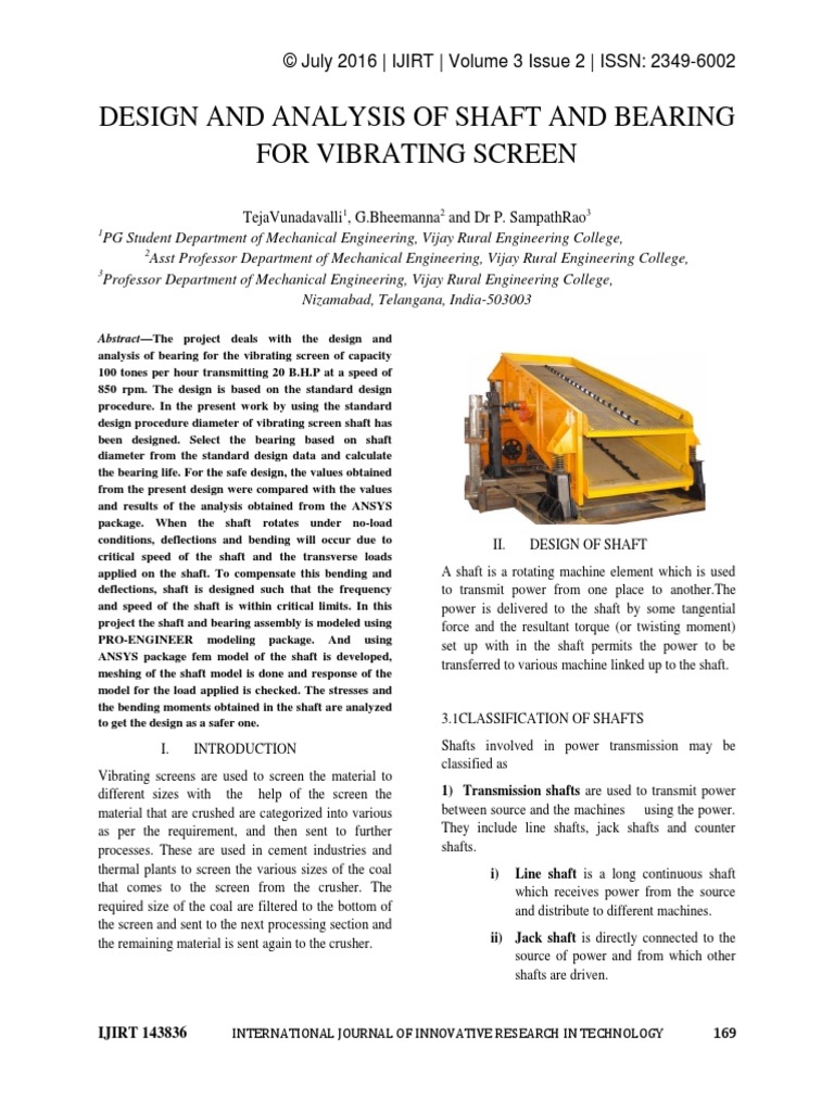 Deaign of Vibrating Screen | PDF | Bearing (Mechanical) | Friction
