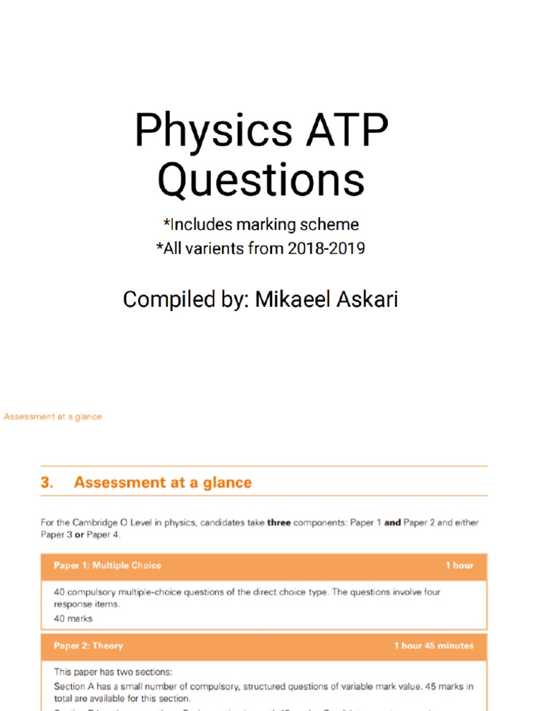 Physics ATP 2018-2019 | PDF
