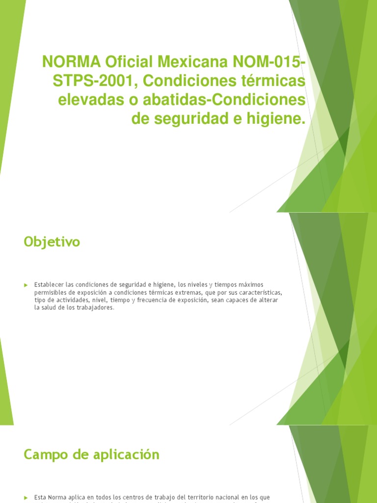 NORMA Oficial Mexicana NOM-015-STPS-2001 | PDF | Temperatura | Herida