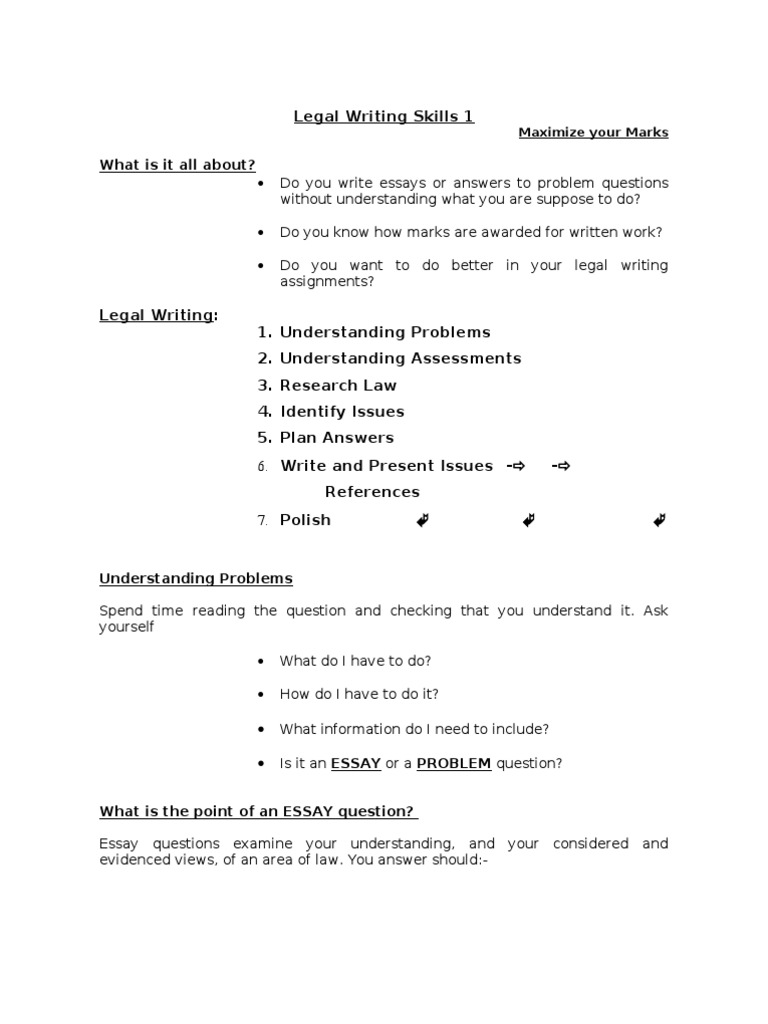 Mastering Legal Writing Skills | PDF | Question | Educational Assessment