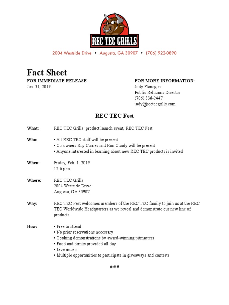 Rec Tec Fest Fact Sheet | PDF