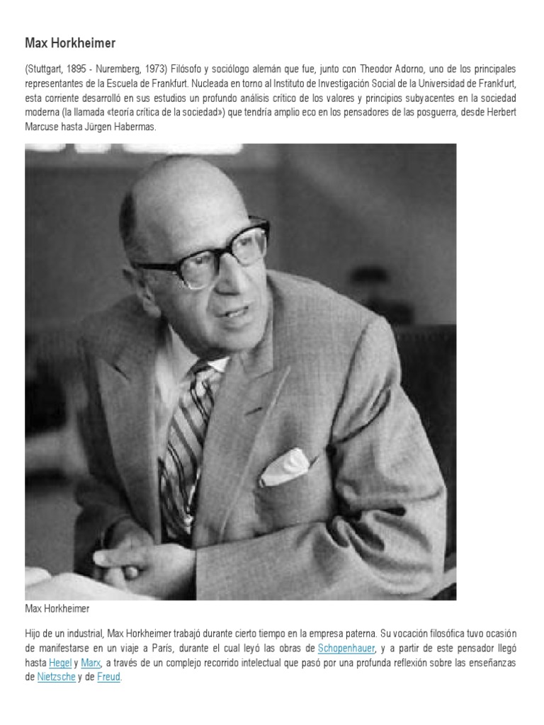 Max Horkheimer | PDF | Theodor W. Adorno | Science
