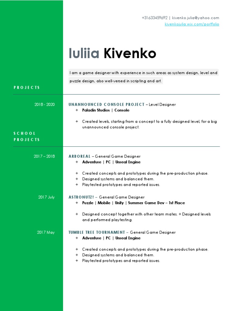 JuliaKivenko CV | PDF | Computer Related Introductions | Computing