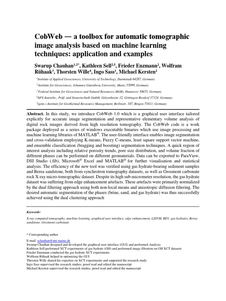 CobWeb - A Toolbox For Automatic Tomographic Image PDF | PDF | Image ...
