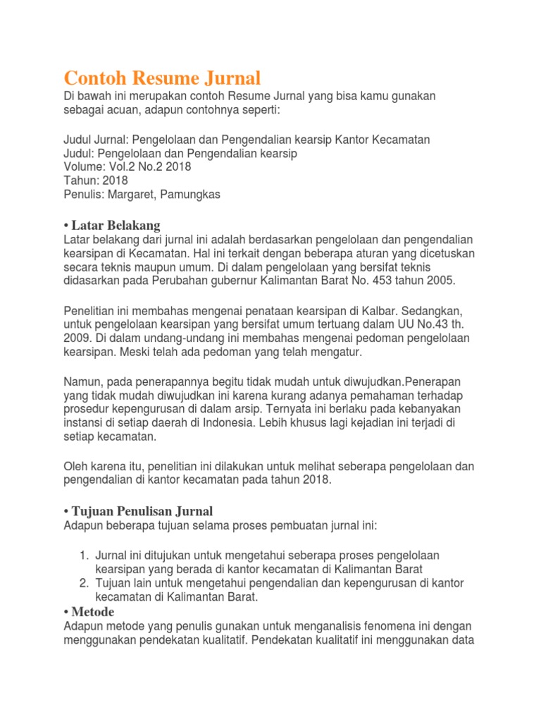 Contoh Resume Jurnal | PDF