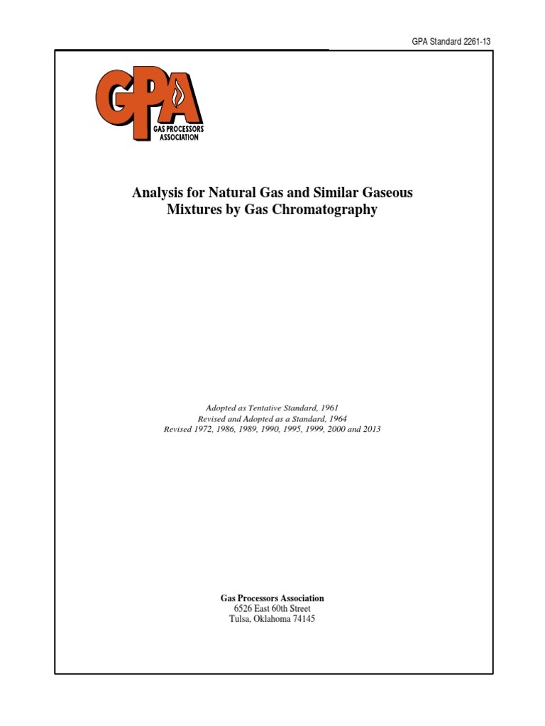 GPA Standard 2261-13 | PDF | Gas Chromatography | Chromatography