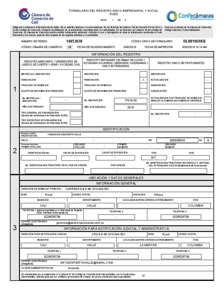 Formulario Rues Final 2 08 RL081969KB-20190330101438 PDF | PDF | Cámara ...