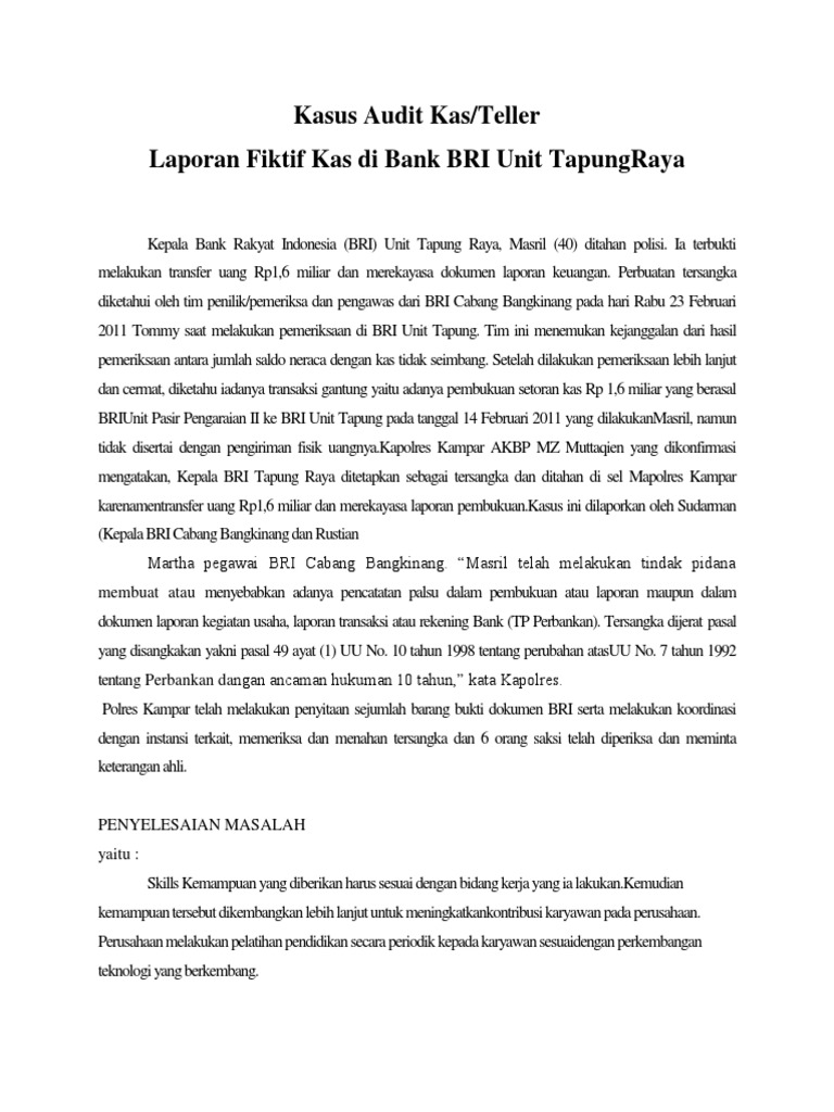 Kasus Audit Kas Teller | PDF