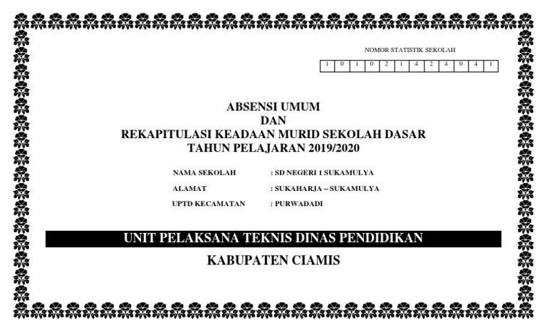 Contoh Cover Absensi Siswa SD | PDF