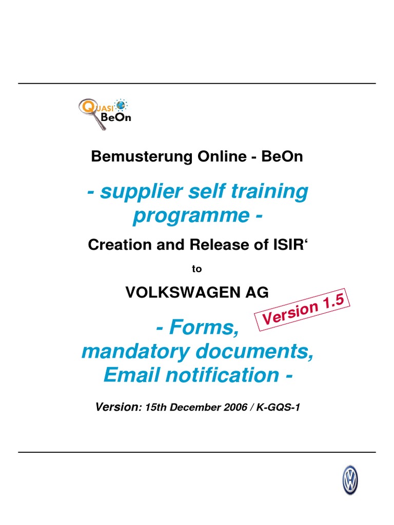BeOn Supplier Selftraining Program - Forms PDF | PDF | Specification ...