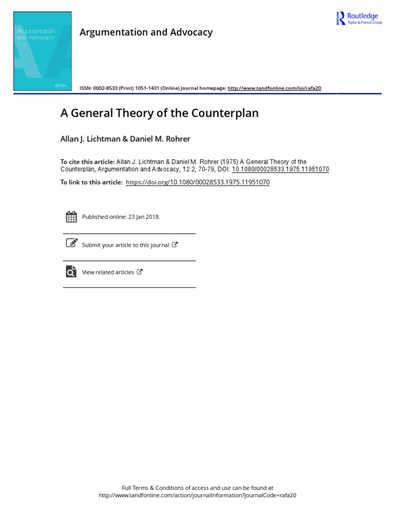 1975 Lichtman - A General Theory of The Counterplan PDF | PDF | Public ...
