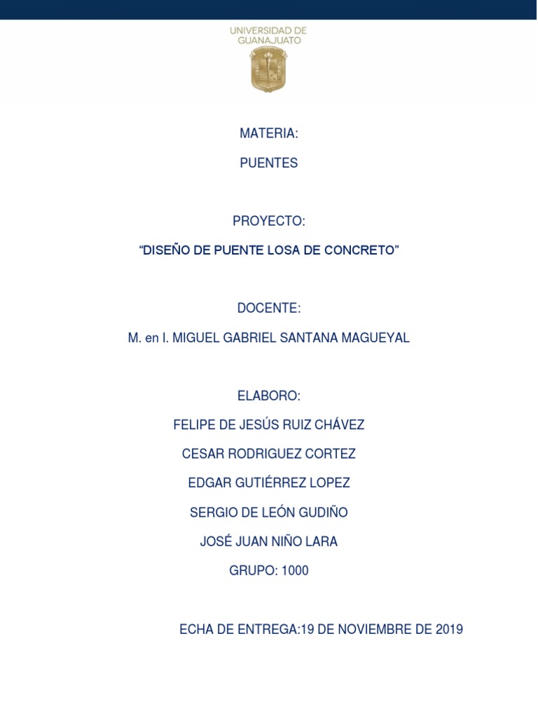 Proyecto Puente Losa Pdf Pdf Puente Diseño