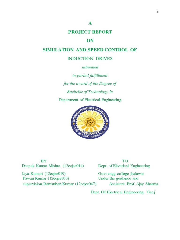 Induction Motor Speeed Control Project Report | PDF | Electric Motor ...