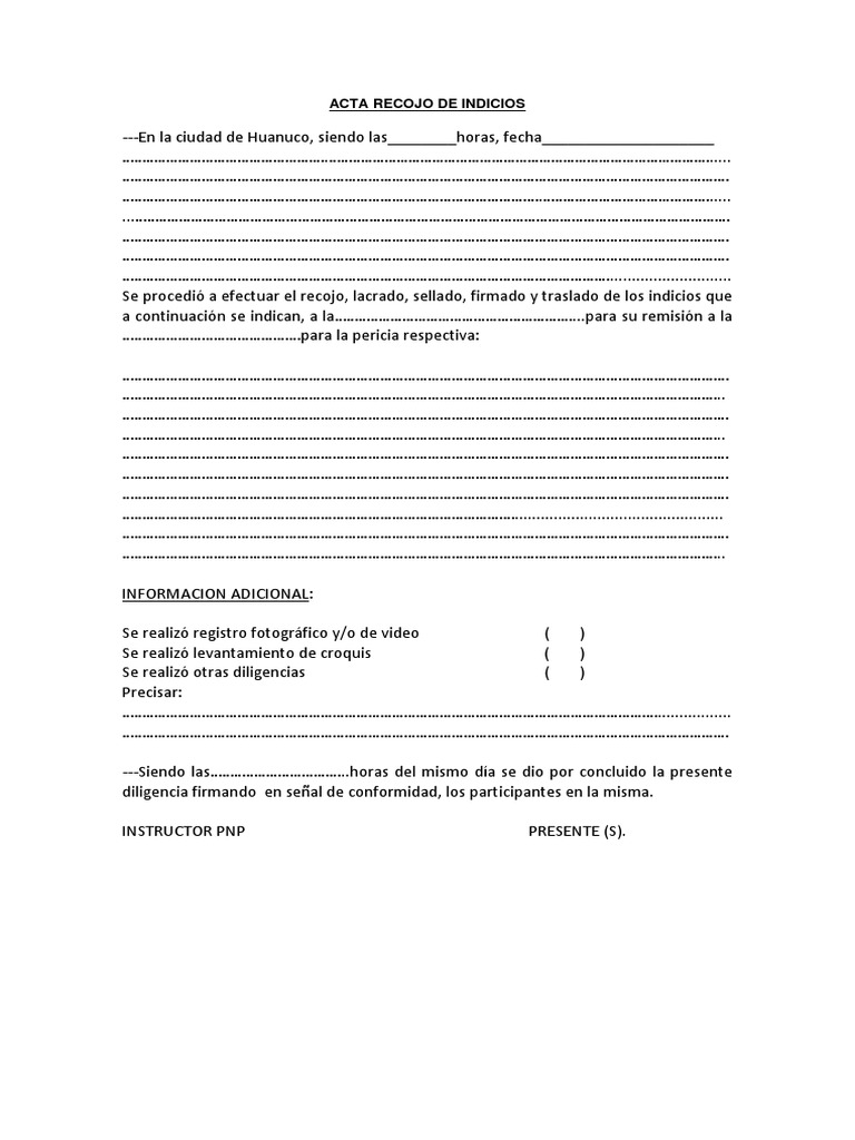 Acta de Recojo de Indicios | PDF