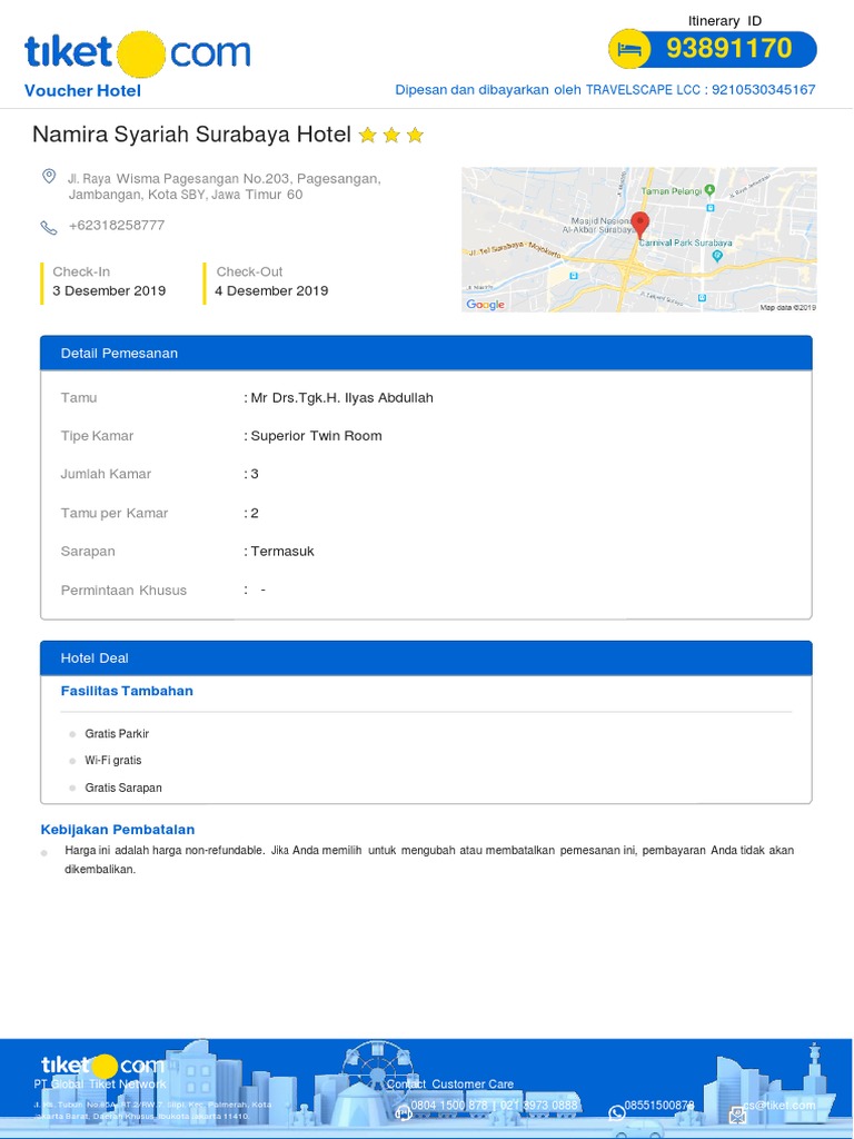 Tiket Hotel Receipt-#93891170 | PDF