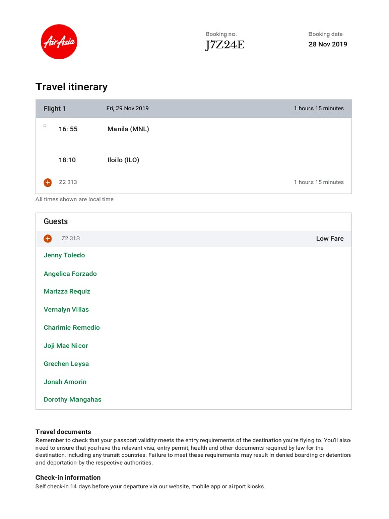 Sample AirAsia Ticket | PDF | Aviation | Transport
