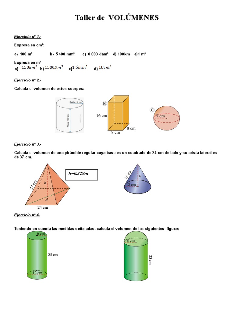 Ejercicios de Cc3a1lculo de Volumenes | PDF | Métodos y materiales de ...