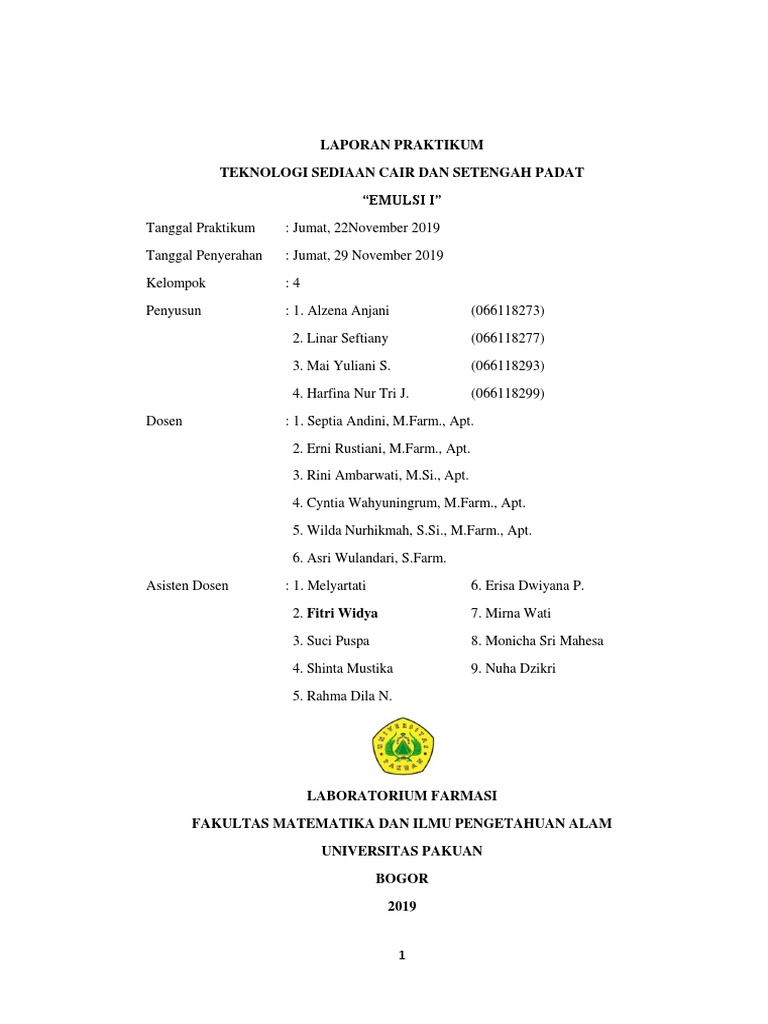 Laporan Praktikum Emulsi 1 | PDF