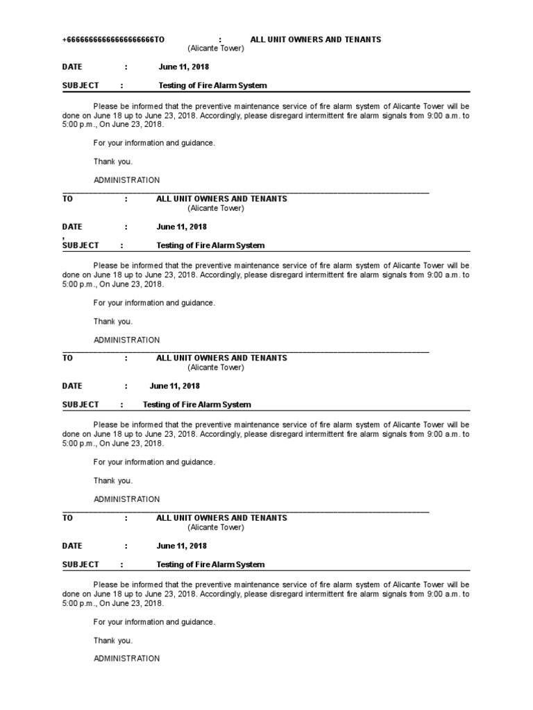 Memo Fire Alarm | PDF | Fire Protection | Systems Engineering