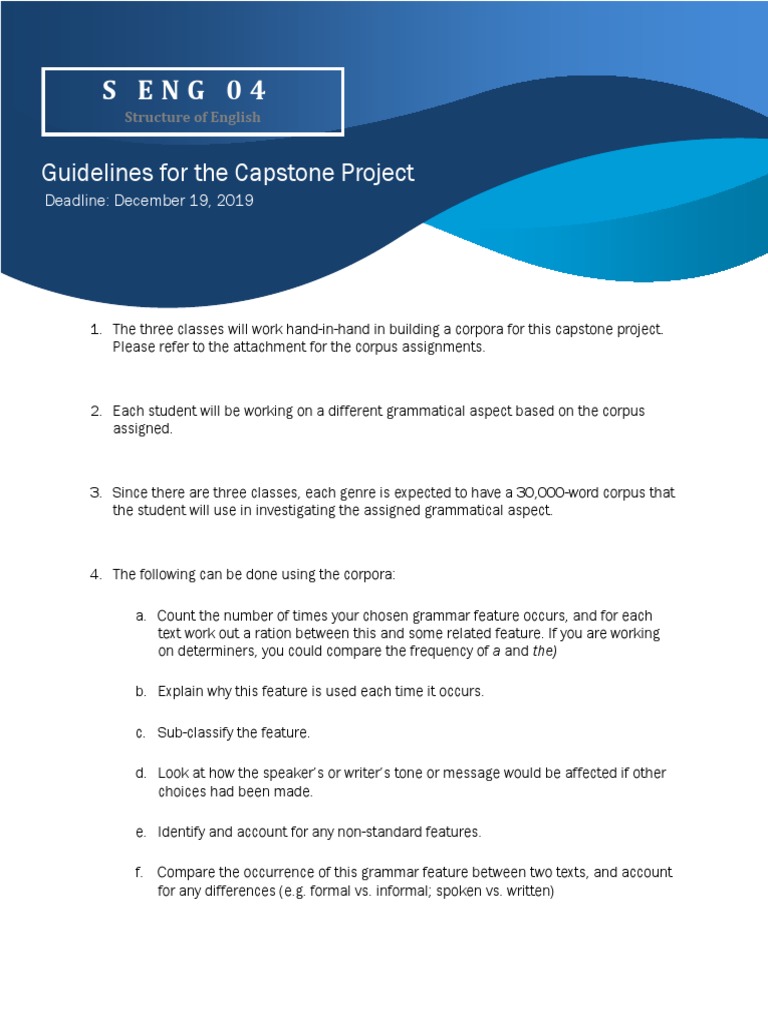 Capstone Project Guidelines | PDF | Grammar | English Language