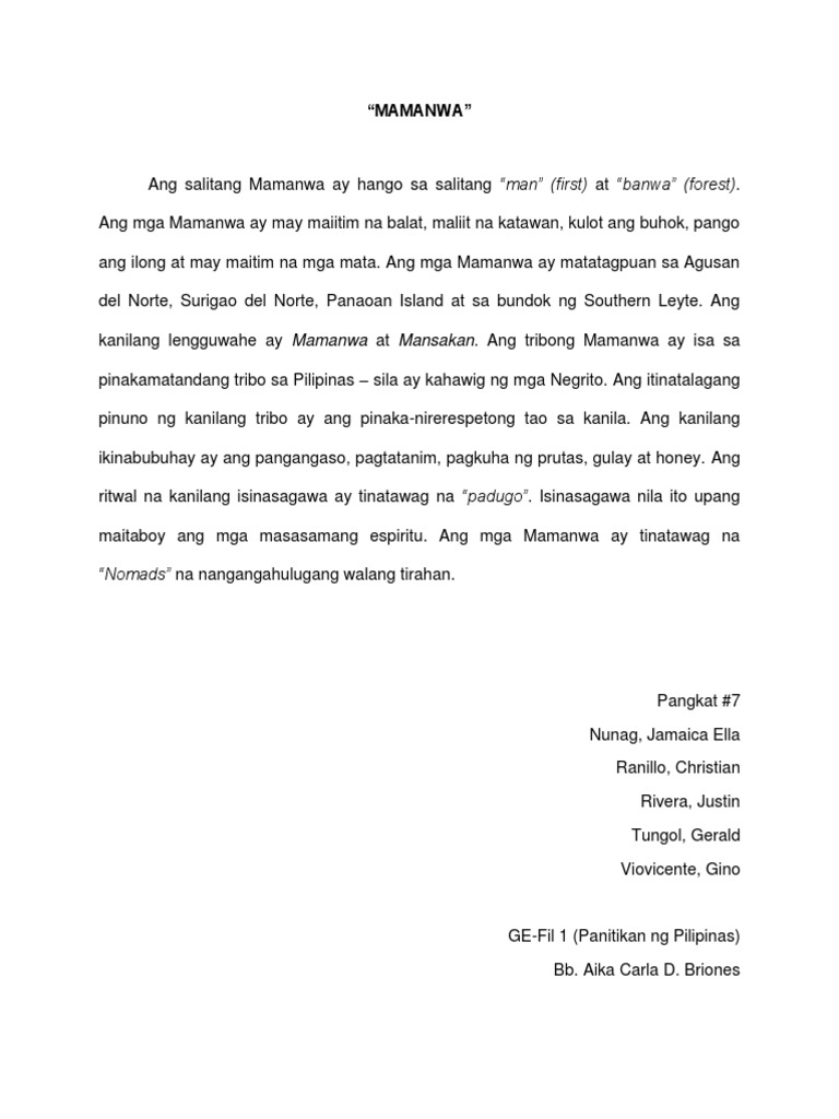 MAMANWA | PDF